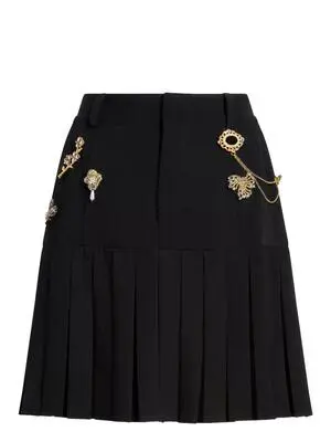 Cinq À Sept Pleated Mini Skirt With Brooches - Black