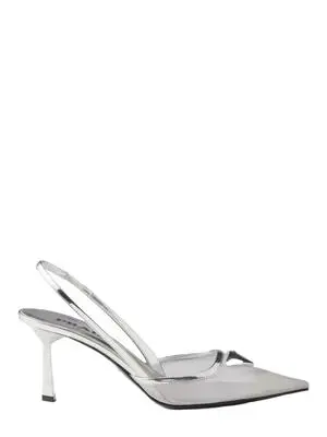 Prada 75mm Triangle-logo Slingback Pumps - White