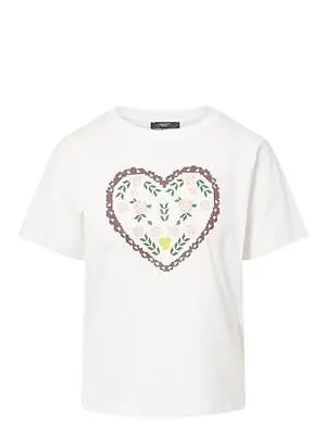 Max Mara Tenue Round-neck Cotton-jersey T-shirt - White Heart Print