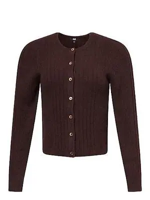 Paige Rib-knit Cashmere Cardigan - Dark Chocolate