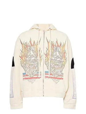 WHO DECIDES WAR BY EV BRAVADO Engulfed Graphic Cotton Hoody - Ivory