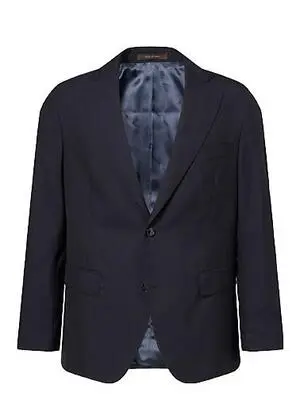 OSCAR JACOBSON Fogerty Single-breasted Wool-blend Blazer - Navy