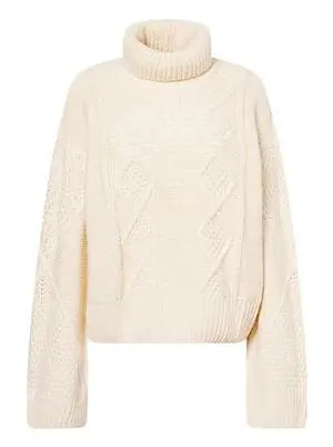 THE COUTURE CLUB Embossed-emblem Roll-neck Knitted Jumper - Offwhite