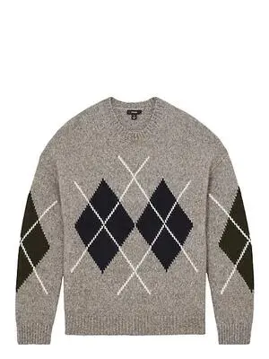REISS Argyle-pattern Knitted Jumper - Oatmeal