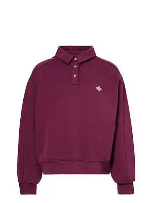 THE COUTURE CLUB Cotton Rugby Top With Embroidered Emblem Plum