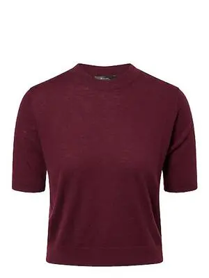 Max Mara Wool And Cashmere Short-sleeve Top - Bordeaux