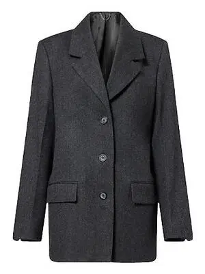 TOTEME Twill Notch-lapels Wool Jacket - Charcoal Melange