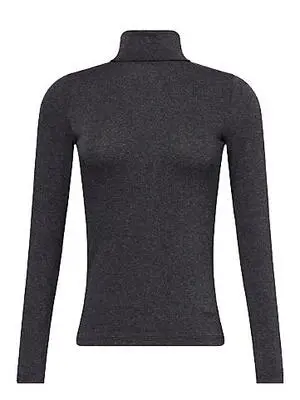 AGOLDE Pascale Turtleneck Stretch-jersey Top - Charcoal Heather