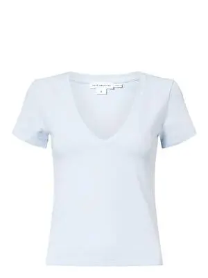 Good American V-neck Stretch-cotton T-shirt - Sky