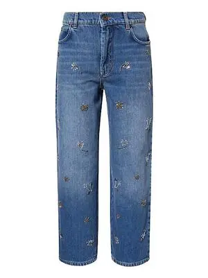 Max Mara Manetta Embellished Denim Jeans - Navy Light Colour Used