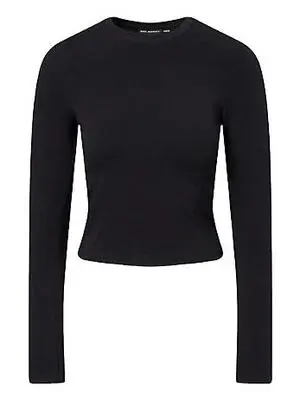 Good American Long-sleeve Stretch-cotton Top - Black001