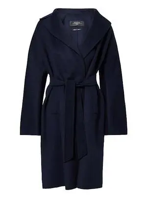 Max Mara Notch-lapels Wool-blend Coat - Navy