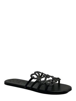 Loewe Petal Anagram Leather Sandals - Black