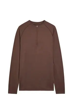 CONDITION Stretch-jersey Quarter-zip Top - Brown