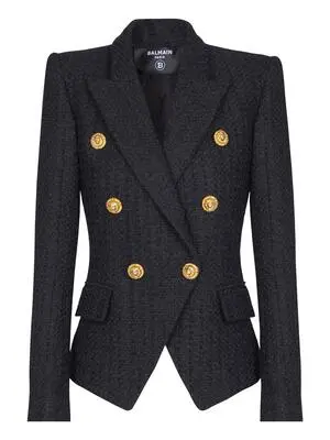 Balmain Tweed Tailored Jacket - Black