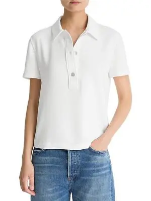 Vince Crepe Short Sleeve Polo - Off White