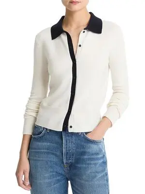 Vince Contrast Collared Sweater - Off White/