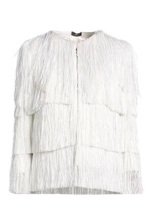 Elisabetta Franchi Elisabetta Franchi Bouclé Jacket With Fringes Ivory