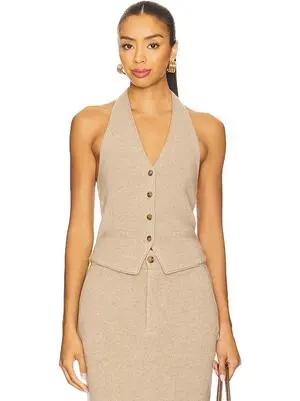 Guest In Residence Tailored Halter Vest - Taupe
