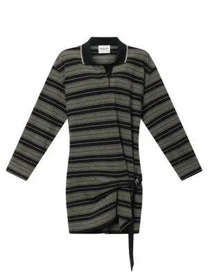 MARANT ETOILE Isea Short Striped Polo Dress - Black/ecru