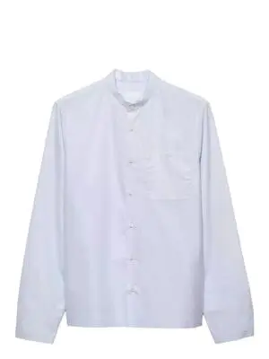 Prada Mandarin-collar Patch Pocket Shirt - Blue