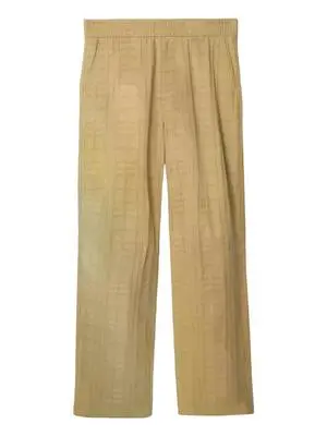 Burberry Textured-check Cotton Trousers - Neutrals