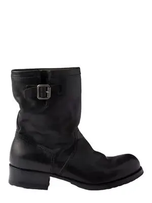 Prada 40mm Leather Buckle Boots - Black