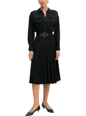 MARCIANO Buttoned Belted Midi Dress - Black