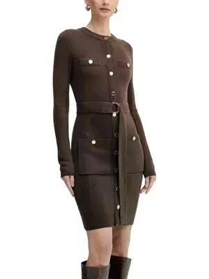 Guess Belted Mini Dress - Brown