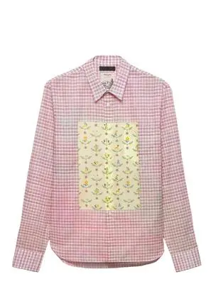 Prada Check-pattern Floral-print Shirt - Red