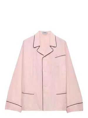 Prada Bowling-collar Piping Shirt - Pink