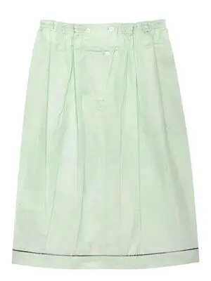 Prada Gathered Button Midi Skirt - Green
