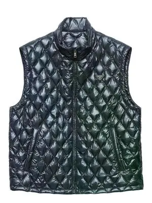 Prada Quilted Gilet With Logo Detail - Blue