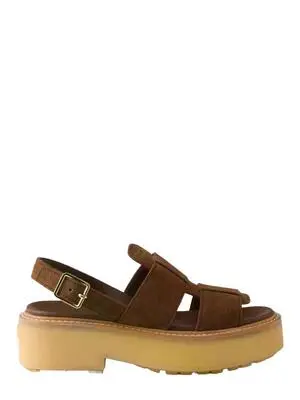 Prada Suede Platform Sandals - Brown
