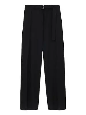 Loewe Pleated Wide Leg Wool Trousers - Black