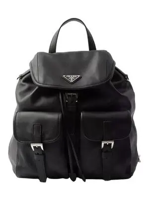 Prada Medium Leather Backpack - Black