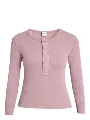 Chloé Flatlock Ribbed Jersey Henley Shirt - Blush