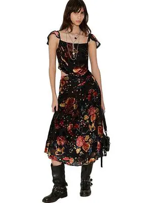 Free People Electra Heart Midi Skirt Set - Golden Combo