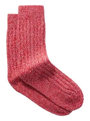 THE ELDER STATESMAN Ribbed Cashmere Socks - Red