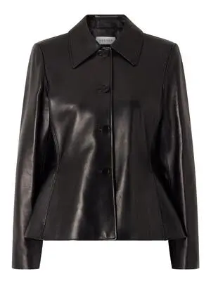 Alexander McQueen Paneled Leather Peplum Jacket - Black