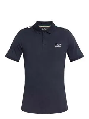 EA7 Logo Stripe Polo T-shirt - Blue