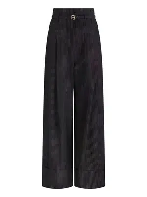 Fendi Pinstripe Belted Trousers - Blue