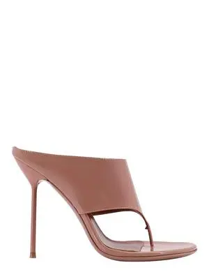 Paris Texas Lidia Thong Patent Leather Sandals - Beige