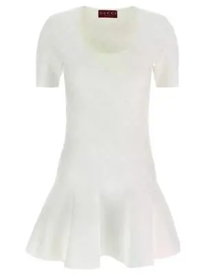 Gucci Jacquard Round-neck Dress - White