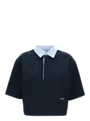 Stella McCartney Piquet Polo Cropped T-shirt - Blu