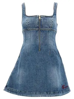 SELF-PORTRAIT Denim Mini Dress - Sky Blue