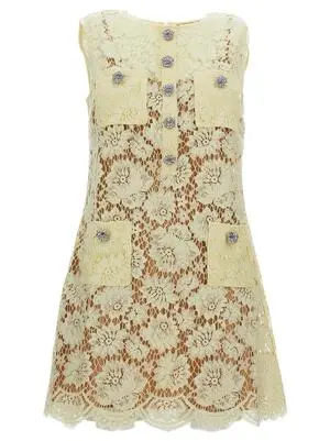 SELF-PORTRAIT Lace Mini Dress - Yellow