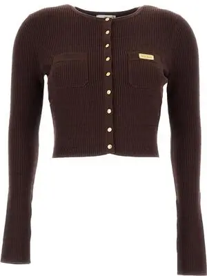 Elisabetta Franchi Cropped Knit Top - Brown