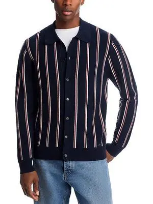 Simkhai Elio Striped Merino Wool Cardigan Sweater - Midnight Multi