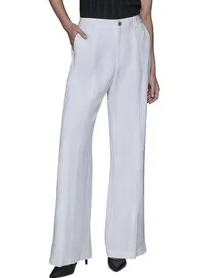 Karl Lagerfeld Paris Linen Blend Wide Leg Trousers - Soft White